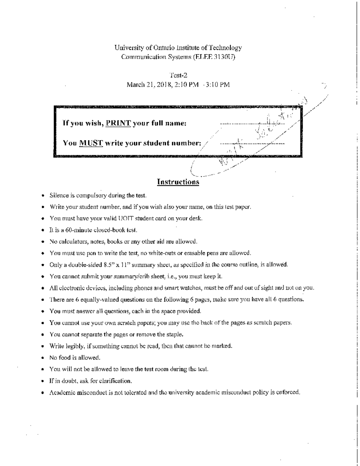 Solutions-to-Test-2 - Comm Test - ELEE3130U - Studocu