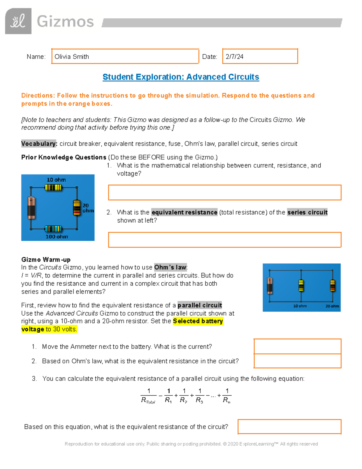 Olivia Smith - Advanced Circuits SE - Name: Olivia Smith Date: 2/7 ...