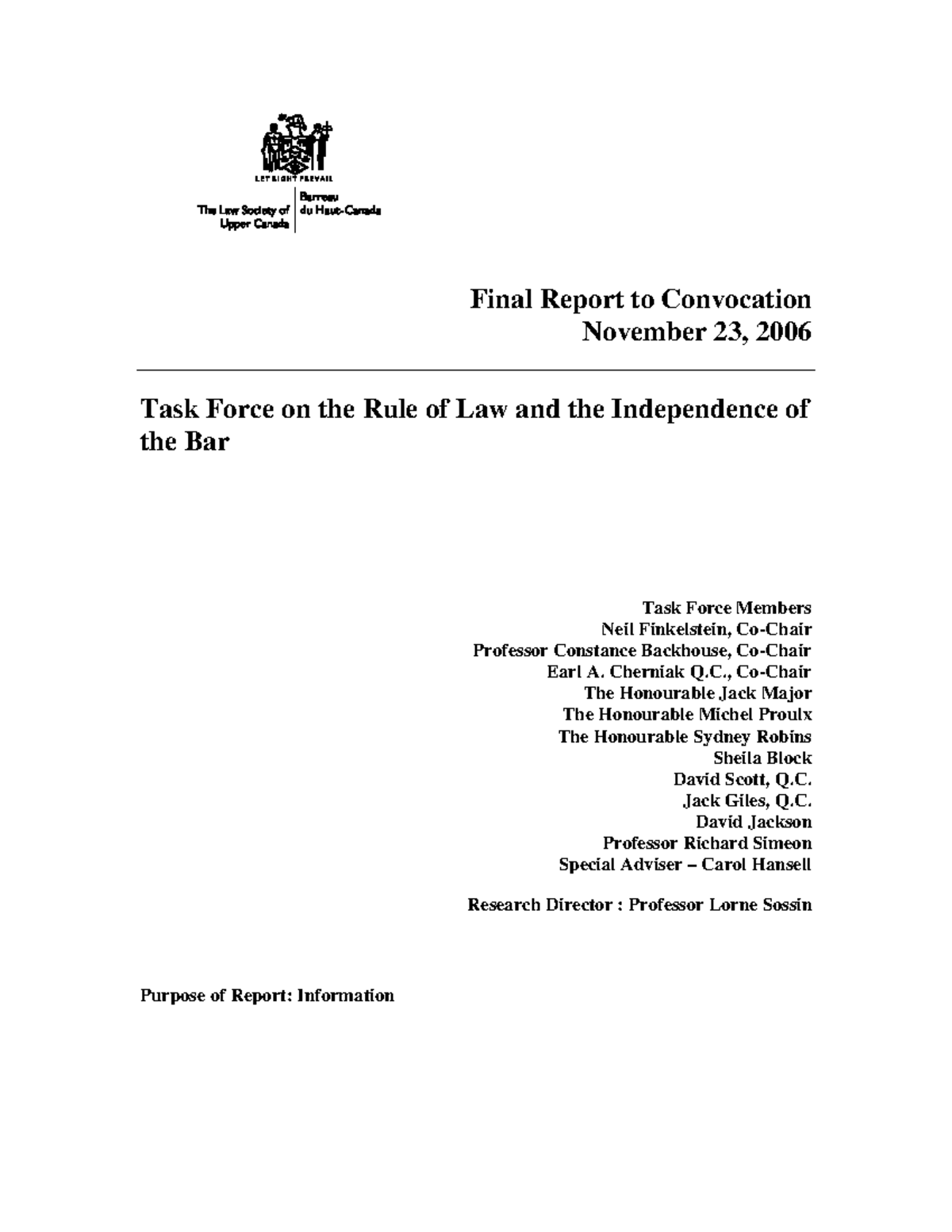 LSUC - Final Task Force Report on the Independence of the Bar - Final ...