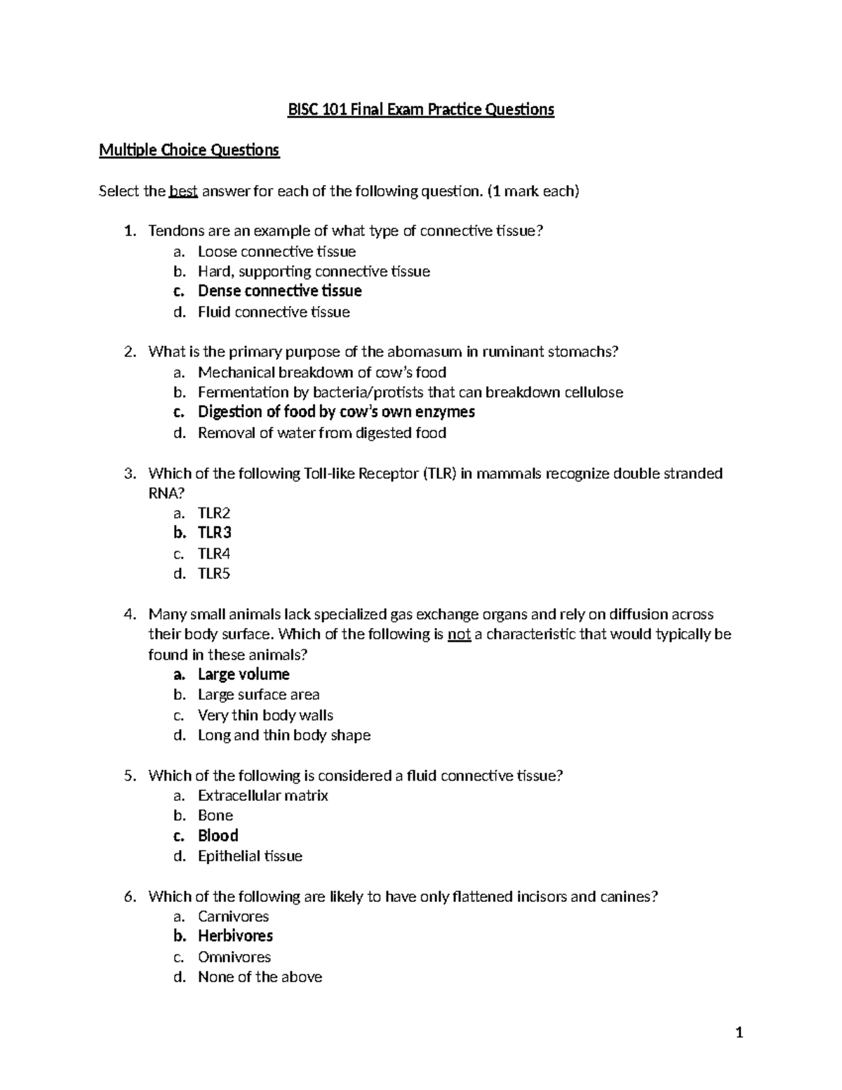BISC 101 Final Exam Practice Questions Answer Key v1 20241207 - BISC ...