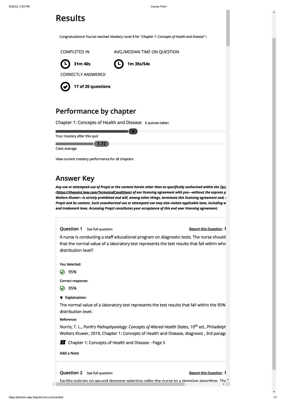 Chapter 1 Concepts OF Health AND Disease - 9/26/22, 3:03 PM Course ...