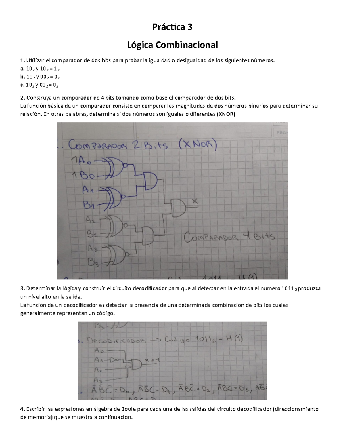 Practica (Org. Arq.) - Práctica 3 Lógica Combinacional Utilizar el ...
