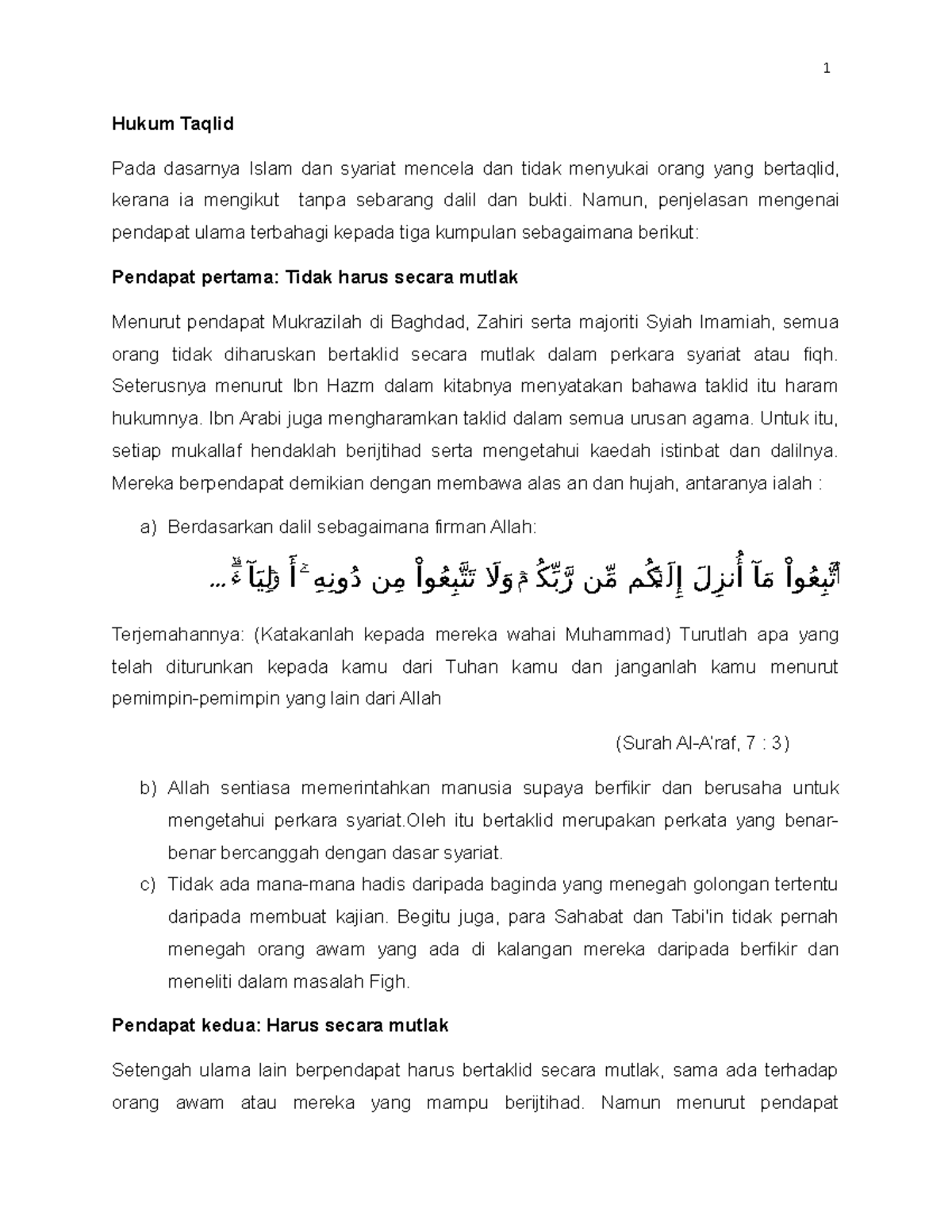Taqlid - Hukum Taqlid Pada dasarnya Islam dan syariat mencela dan tidak ...