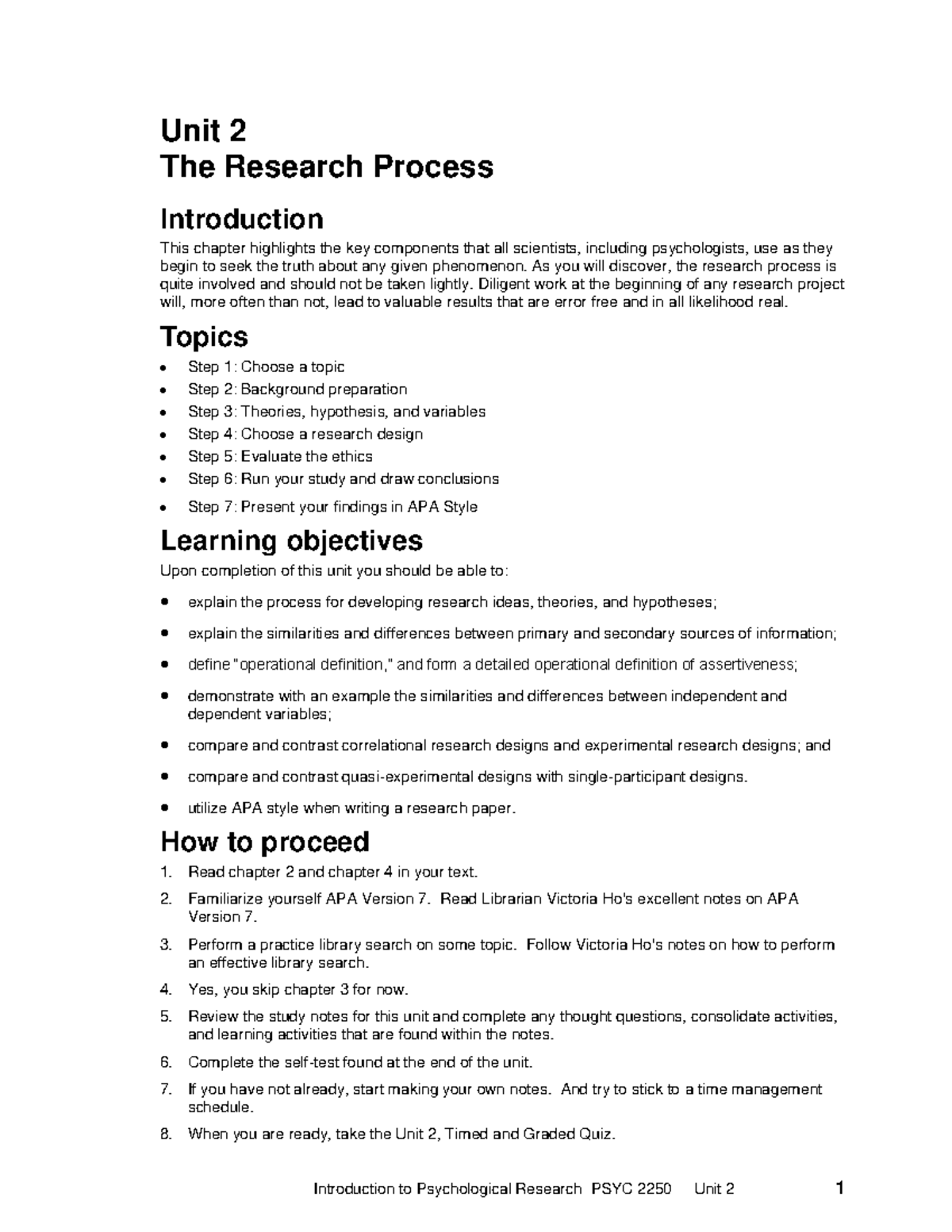 Unit2 tom 2022 Fall - Unit 2 - Introduction to Psychological Research ...
