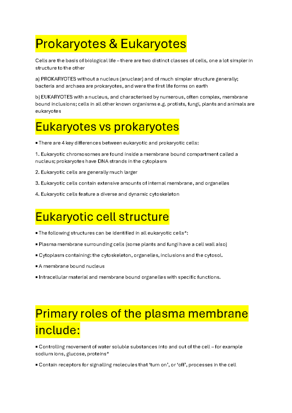 Cells - Summary Anatomy&Physiology Systems I - Prokaryotes & Eukaryotes ...