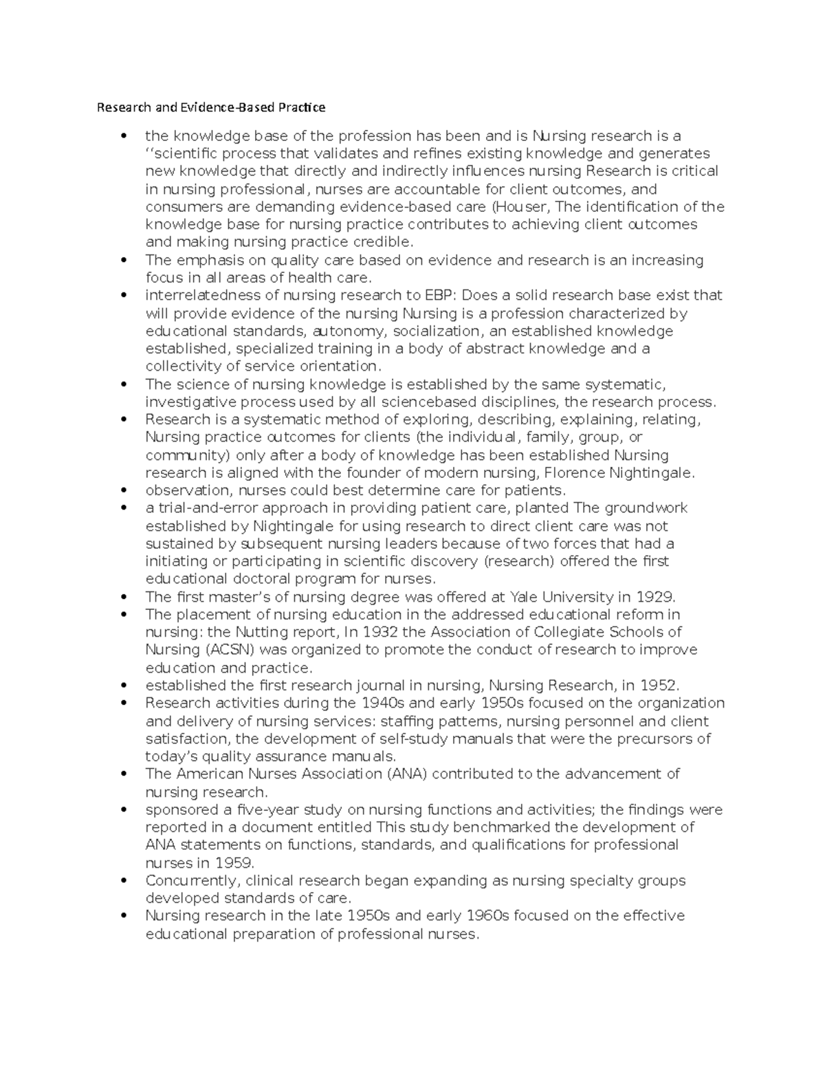 Research and Evidence-Based Practice - Nurc 1021 - EFSC - Studocu