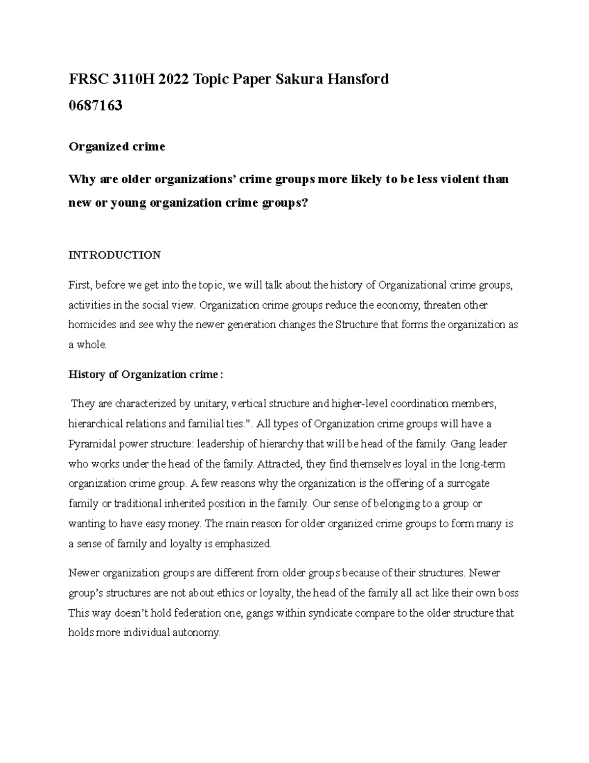 FRSC 3110H 2022 Topic Paper - FRSC 3110H 2022 Topic Paper Sakura ...