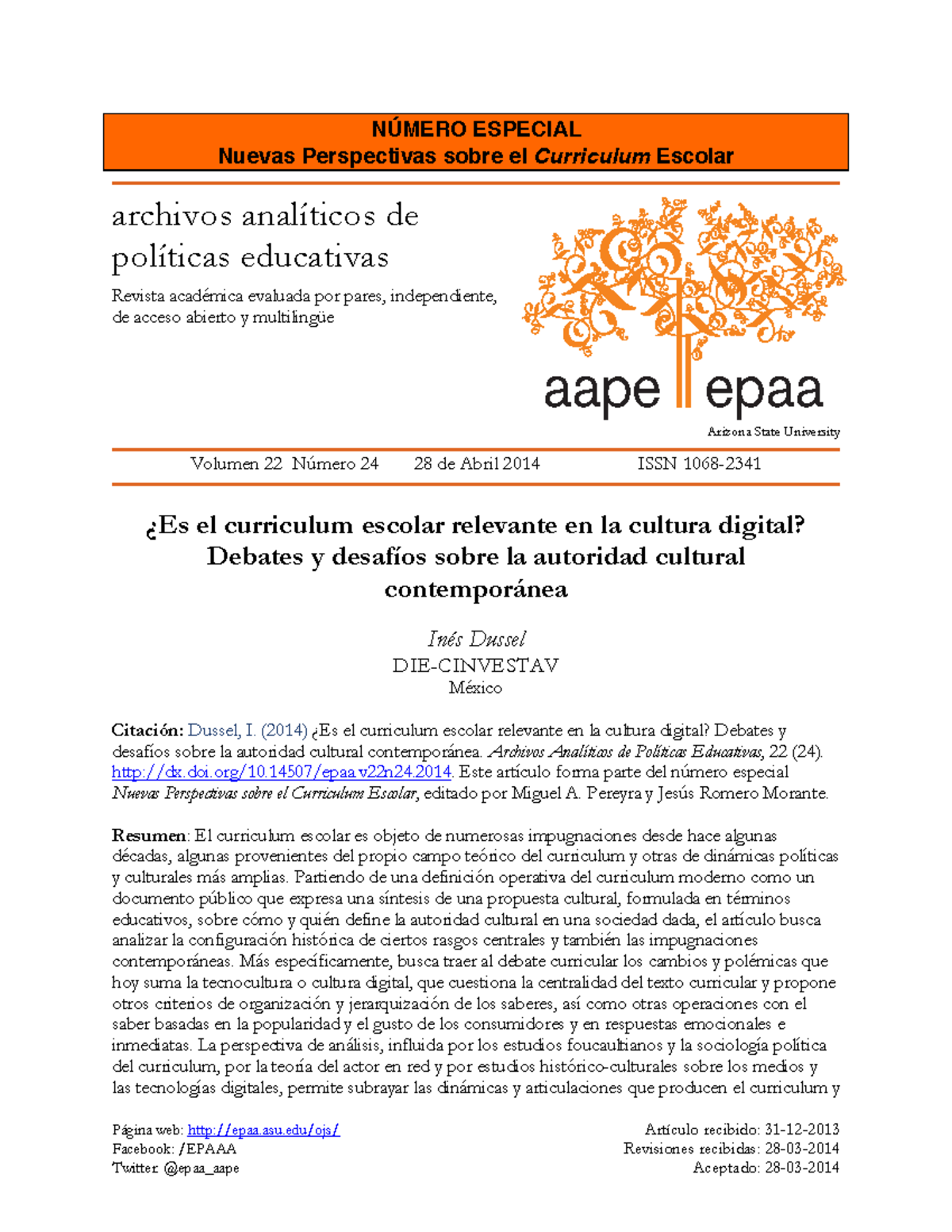 Dussel i es el curriculum escolar relevante en la cultura digital 2020 ...