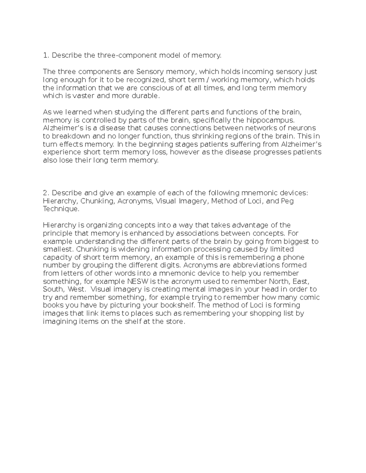 Psych Tutorial Questions Week 10 - Describe the three-component model ...