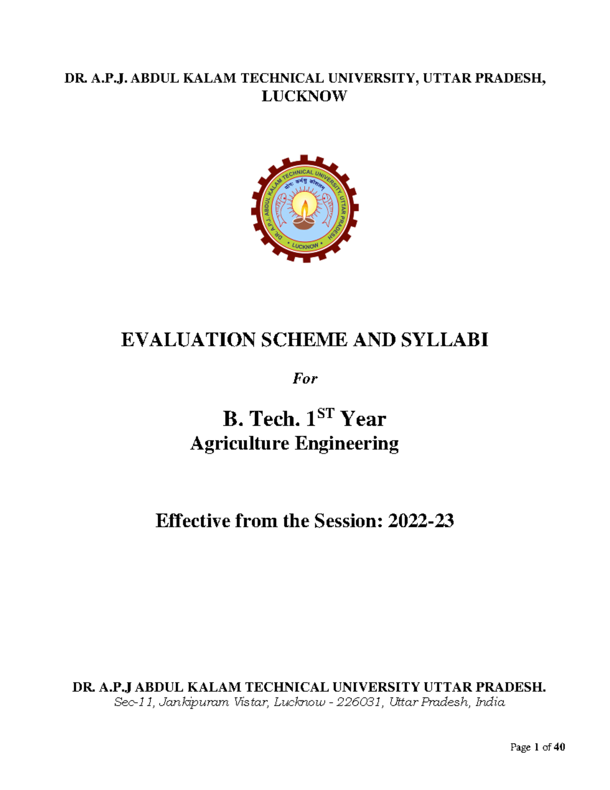 Syllabus B - DR. A.P. ABDUL KALAM TECHNICAL UNIVERSITY, UTTAR PRADESH ...