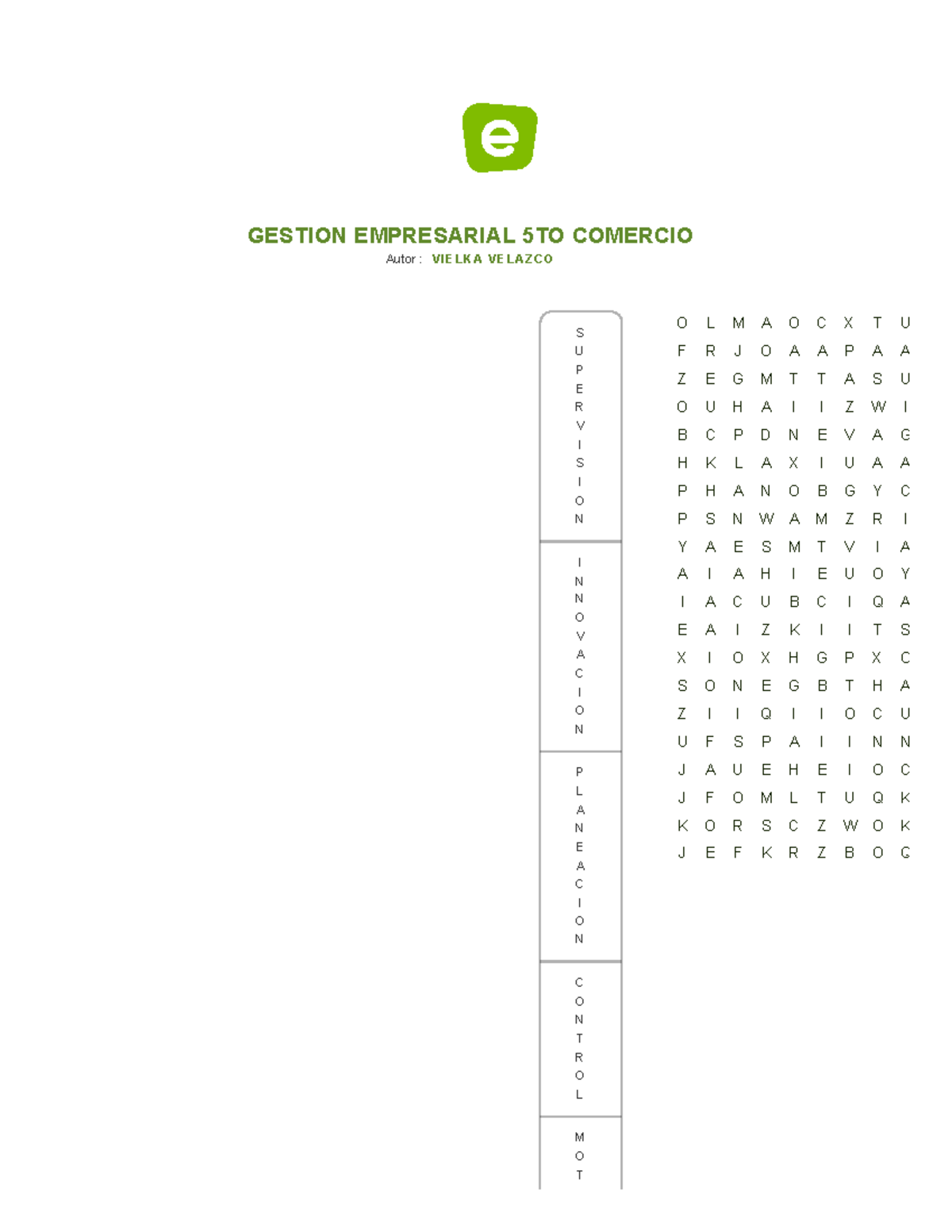 Imprimir Sopa de letras Gestion Empresarial 5TO Comercio () - GESTION ...