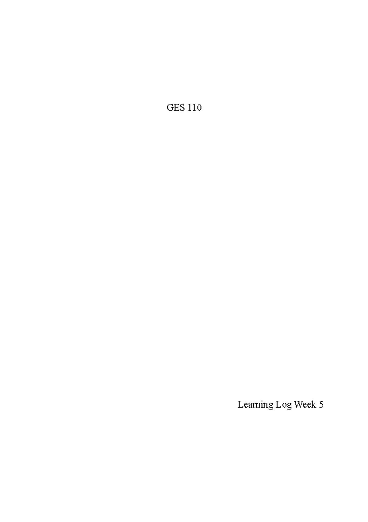 Week 5 learning log - worksheet for class on genocide - GES Learning ...