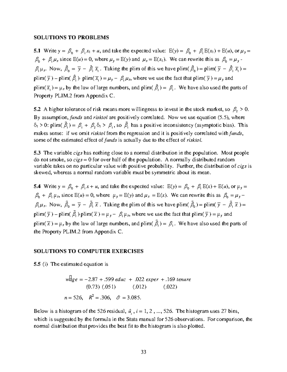 EDA Solution Test 1 - SOLUTIONS TO PROBLEMS 5 Write y = β 0 + β 1 x 1 ...
