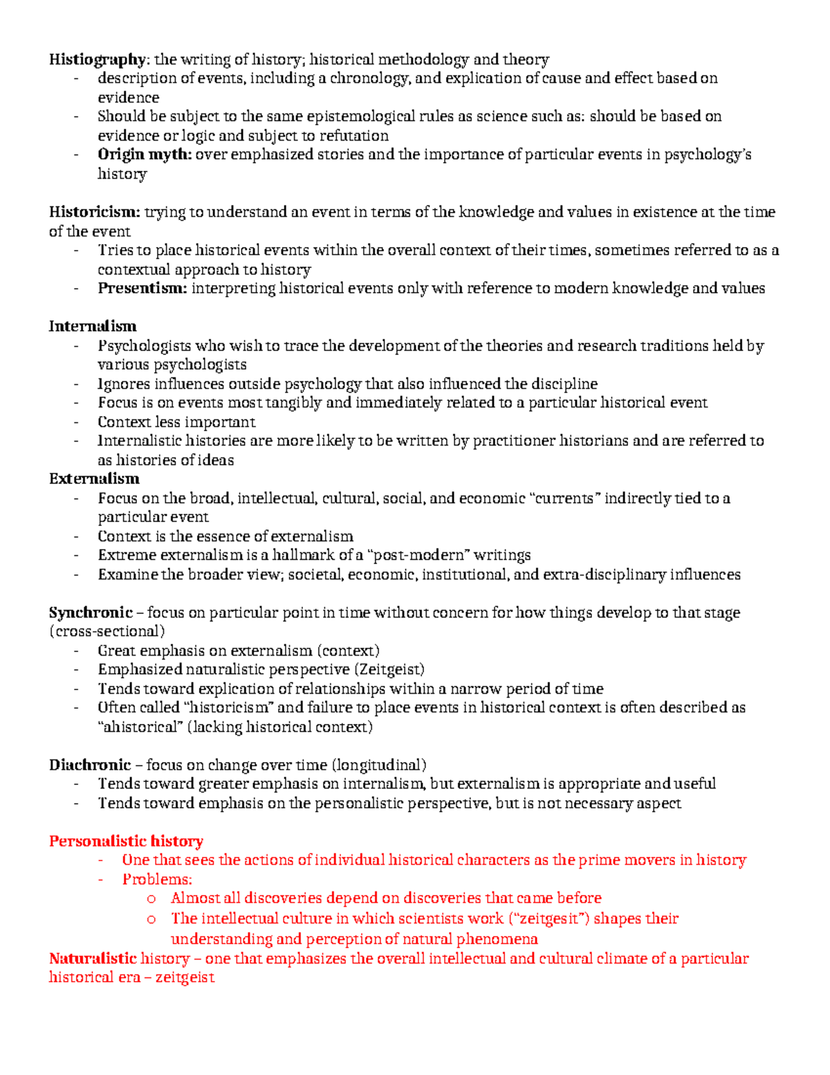 Test 1 study guide - Histiography: the writing of history; historical ...