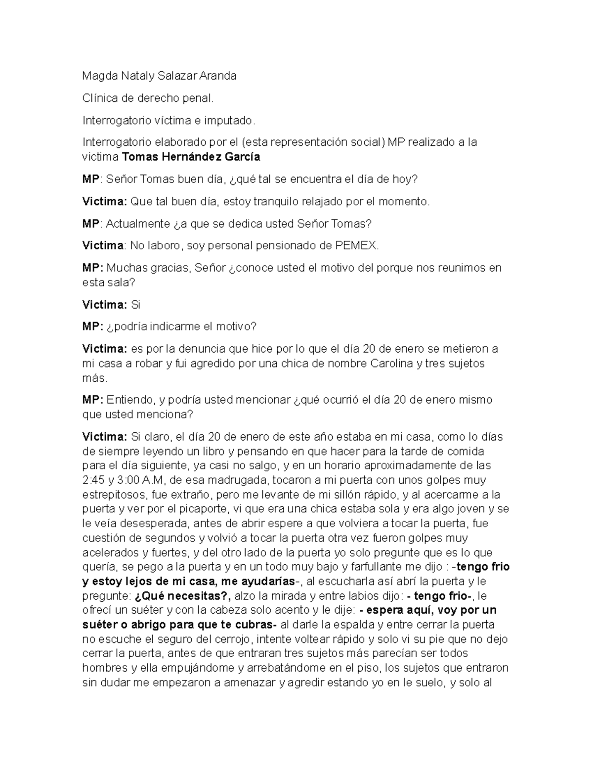 Interrogatorio victima he imputado - Magda Nataly Salazar Aranda ...