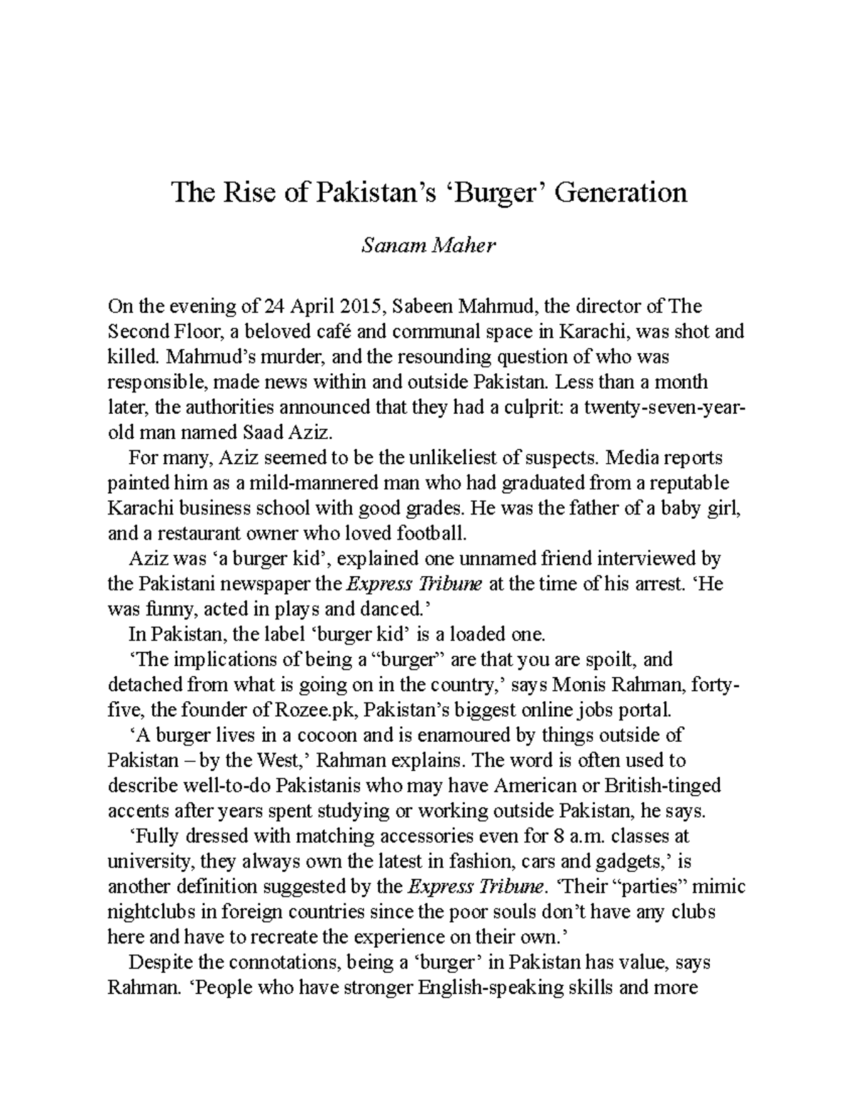 994 8989 112227 - The Rise of Pakistan’s ‘Burger’ Generation Sanam ...