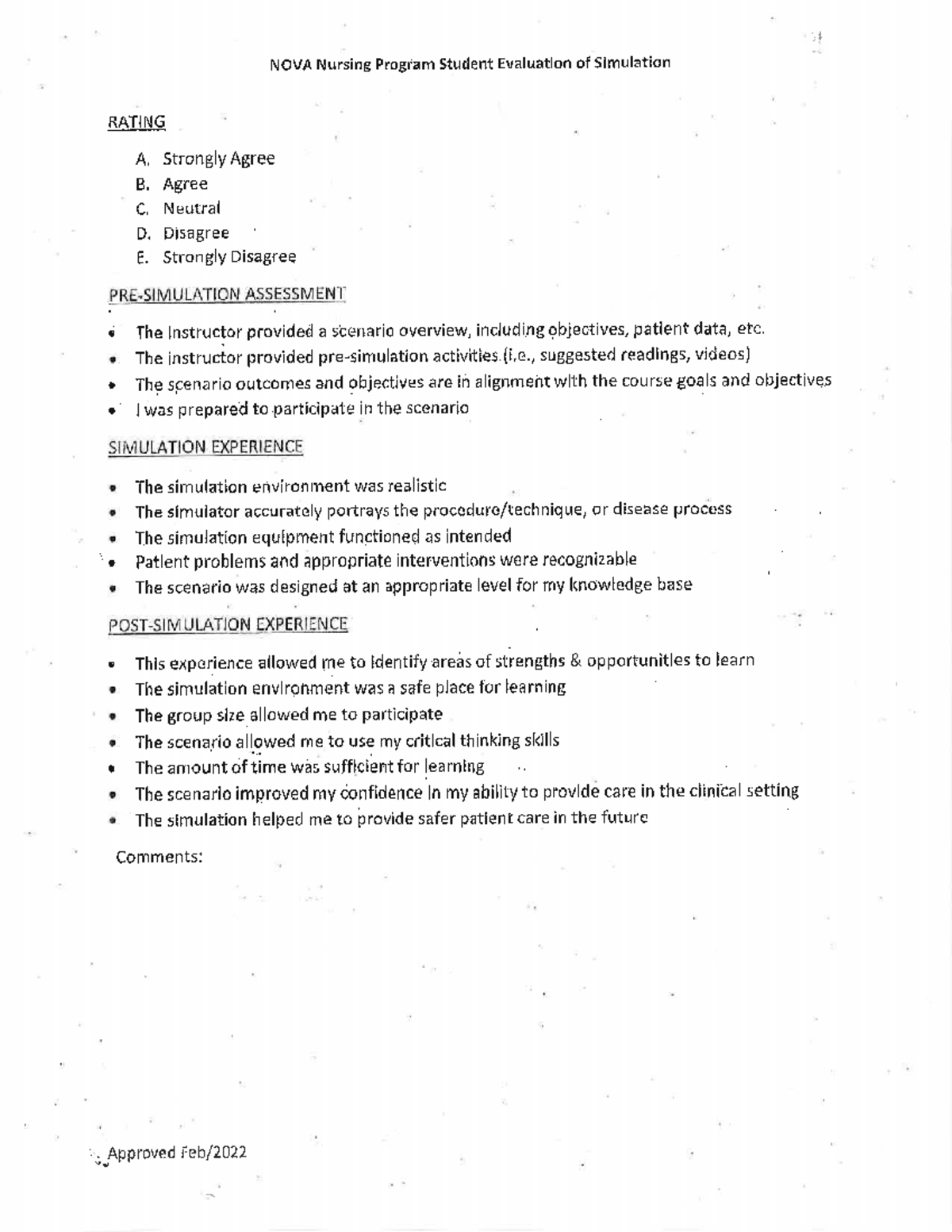 Simulation NVCC Nursing Cirriculum Committee Evaluation - NSG210 - Studocu