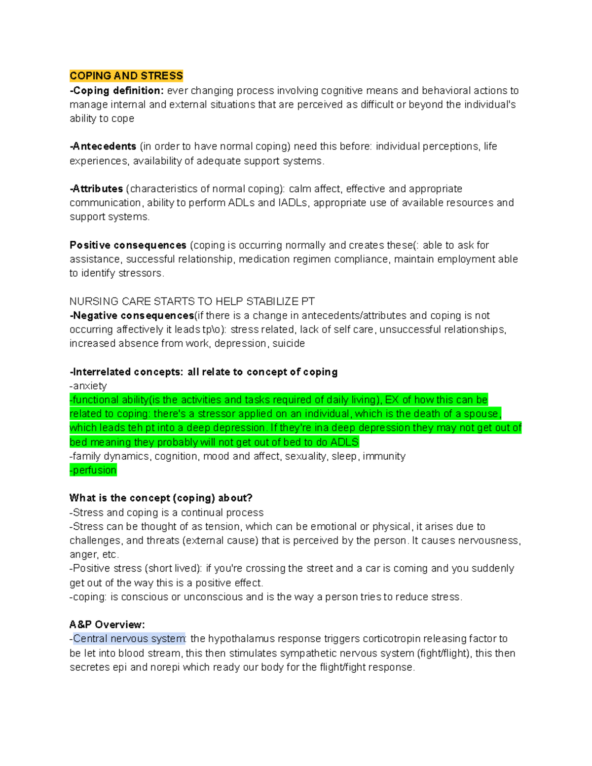 Online -coping - panapto and book notes - COPING AND STRESS -Coping ...