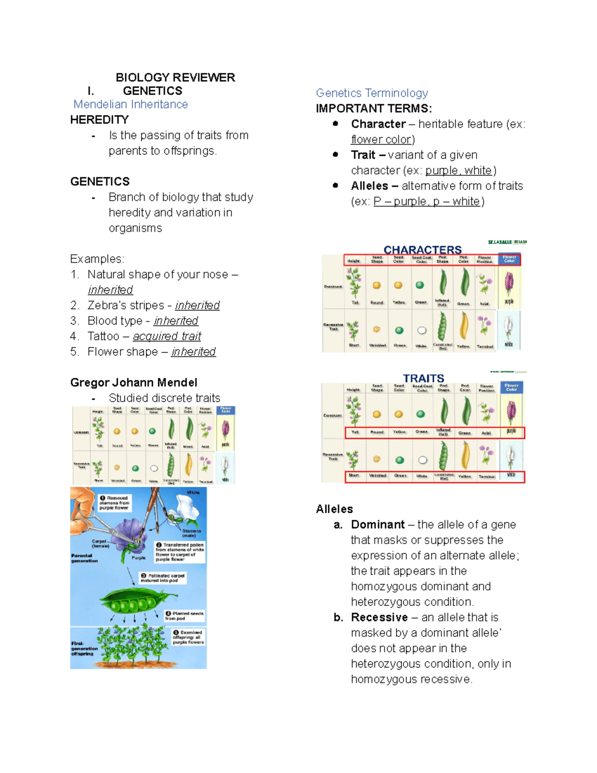Grade 12 - 2nd Quarter Biology - Reviewer - BIOLOGY REVIEWER I ...