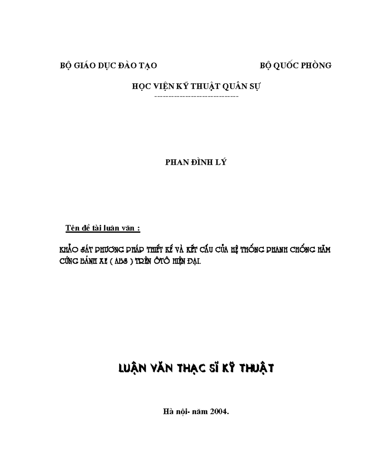 Tong quan ve Phanh ABS - Bé gi ̧o dôc ®μo t¹o Bé quèc phßng Häc viÖn kü ...