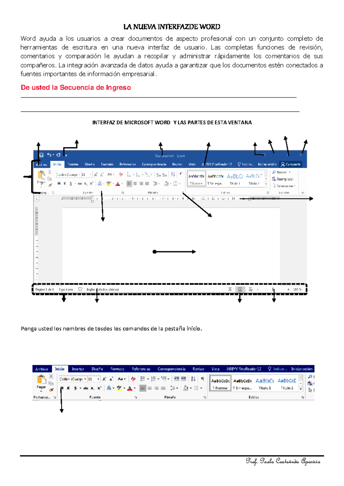 1 LA Nueva Interfaz DE WORD1 - Prof. Paola Castañeda Aparicio LA NUEVA ...