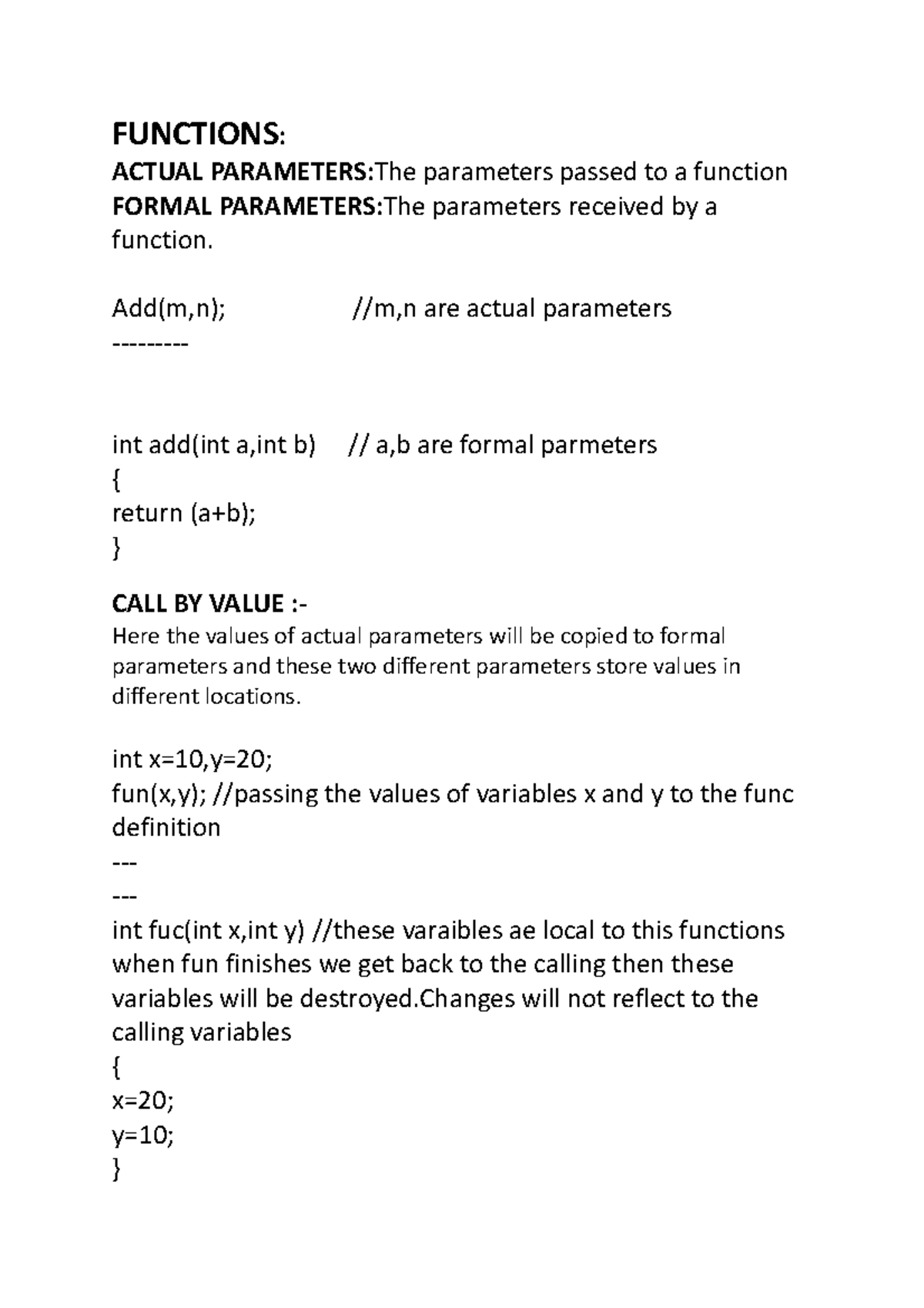 Call By Value And Reference FUNCTIONS ACTUAL PARAMETERS The call-by-value-and-reference-functions-actual-parameters-the