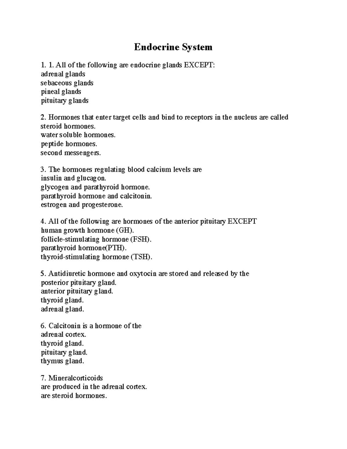 Endocrine System - Lecture notes 2 - Warning: TT: undefined function ...