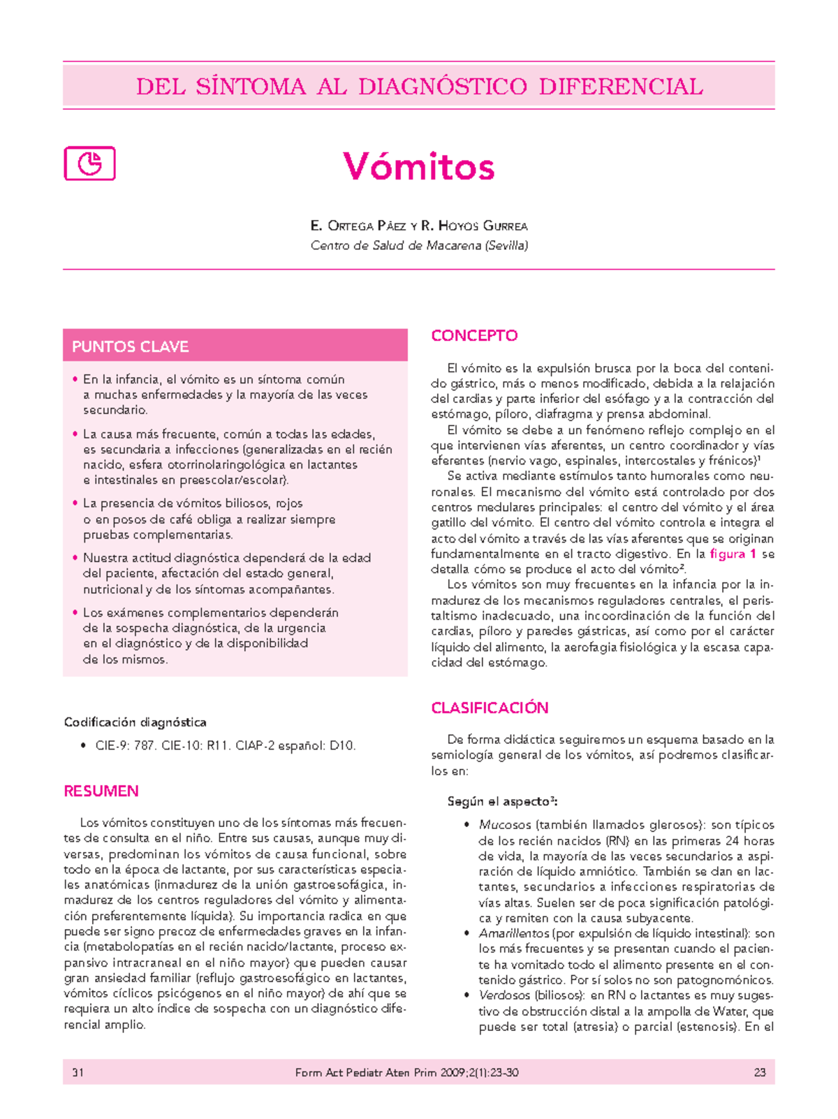 Vomito - semiologia - DEL SÍNTOMA AL DIAGNÓSTICO DIFERENCIAL E. ORTEGA PÁEZ Y R. HOYOS GURREA ...
