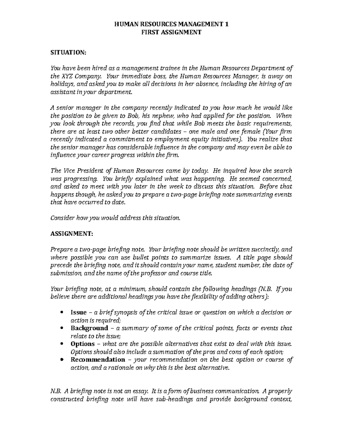 Assignment #1 - HRMT 16127 - Fall 2022 - HUMAN RESOURCES MANAGEMENT 1 ...