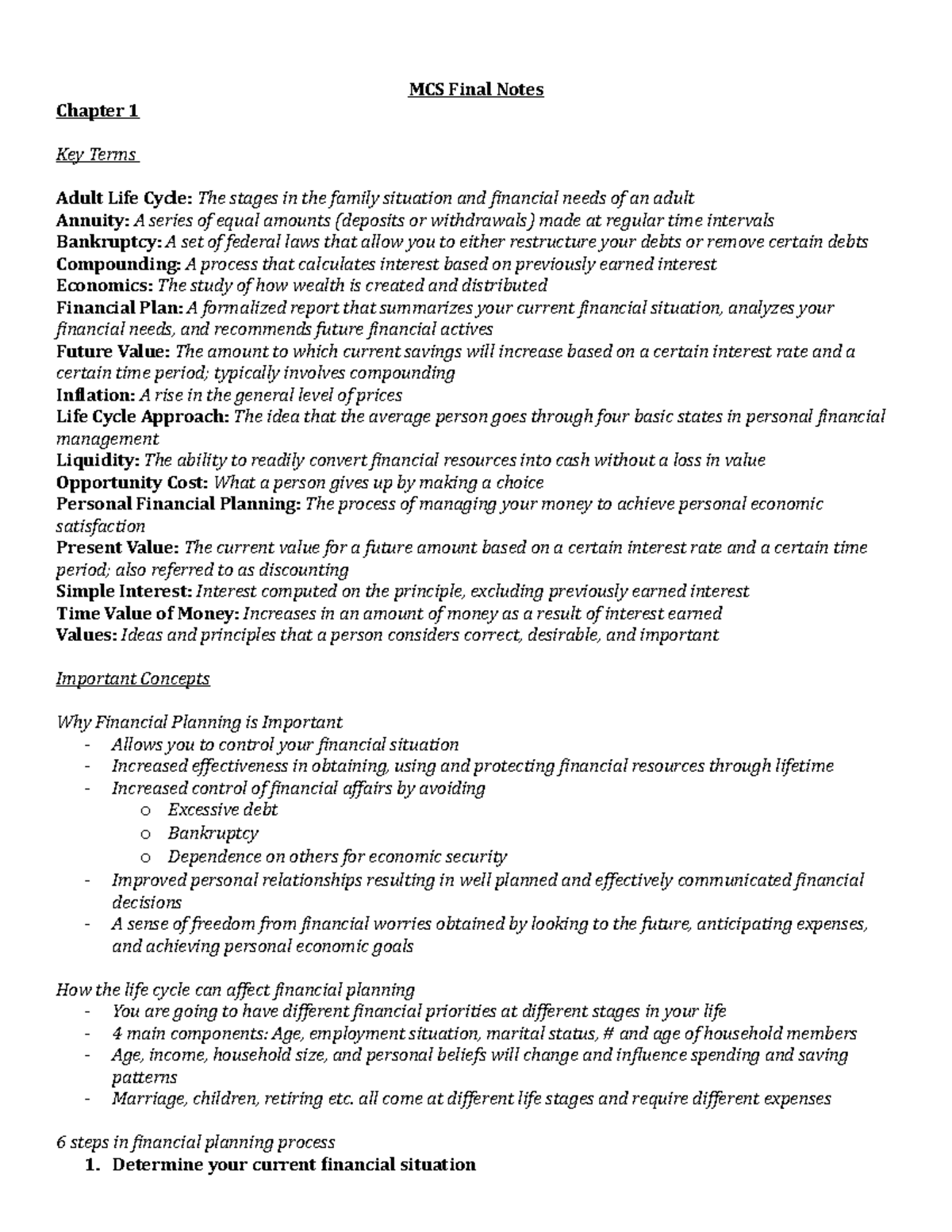 MCS 2100 final exam notes - Chapter Final Life Cycle: The stages in the ...