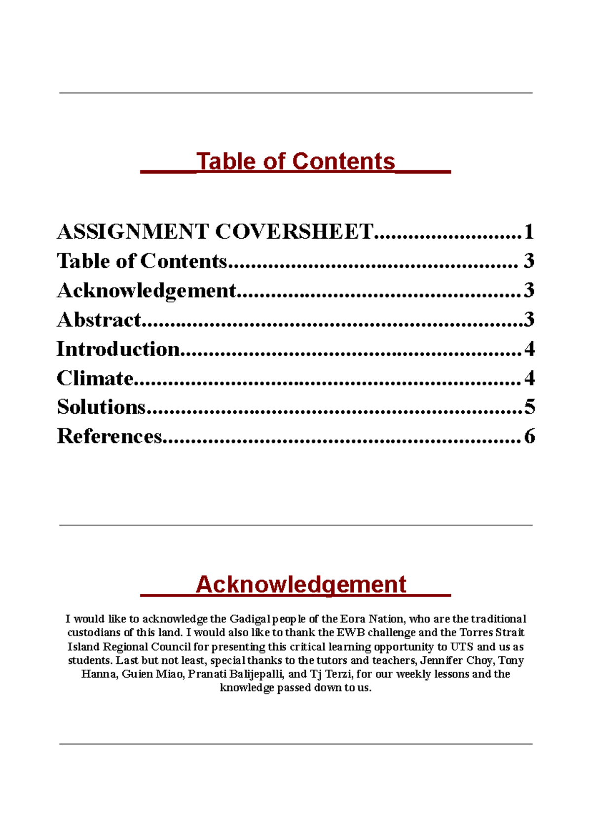 IEP Assignment TASK 1B - Google Docs - Table of Contents ASSIGNMENT - Studocu