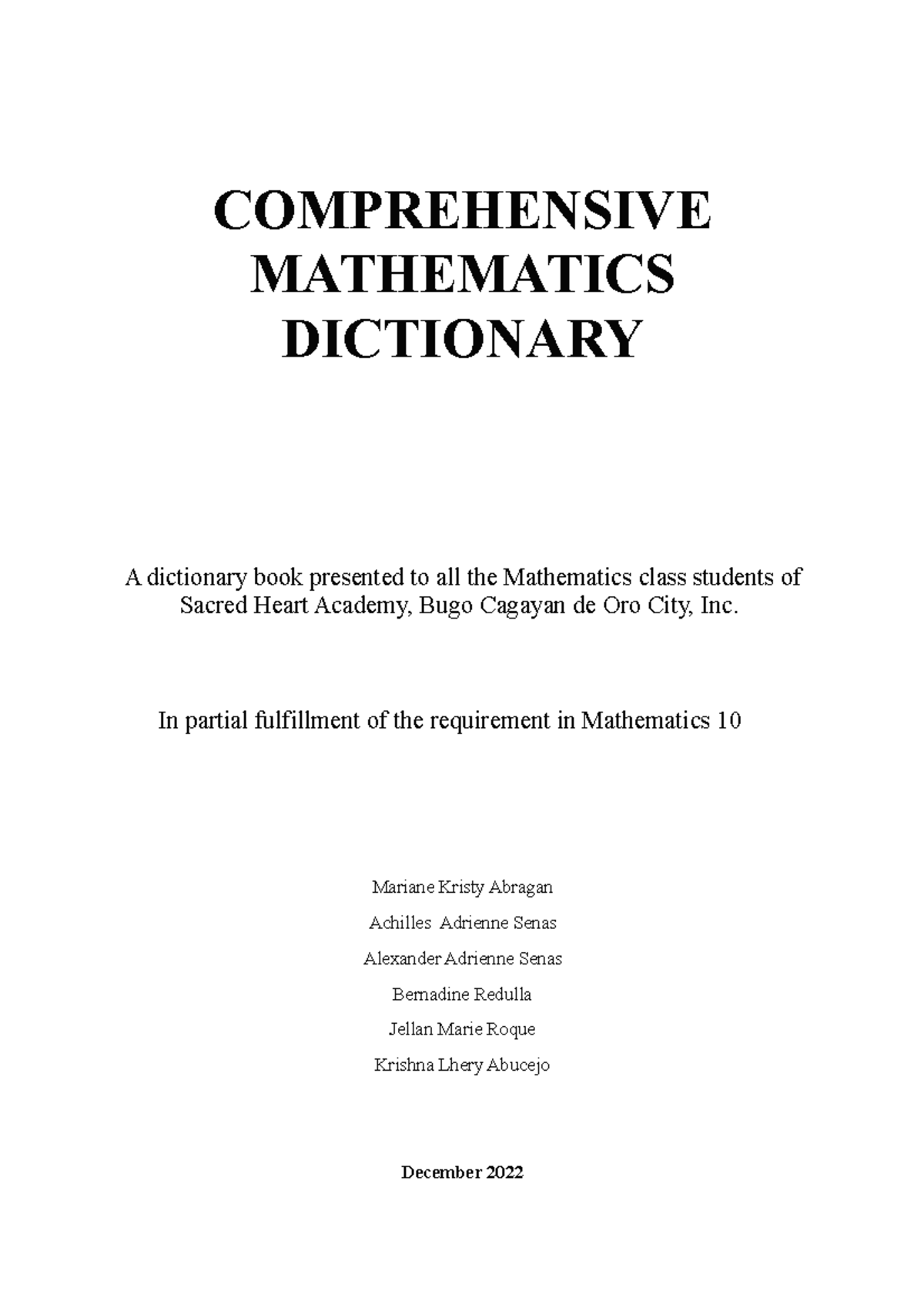 Math1 - Math exam with answer key - COMPREHENSIVE MATHEMATICS ...