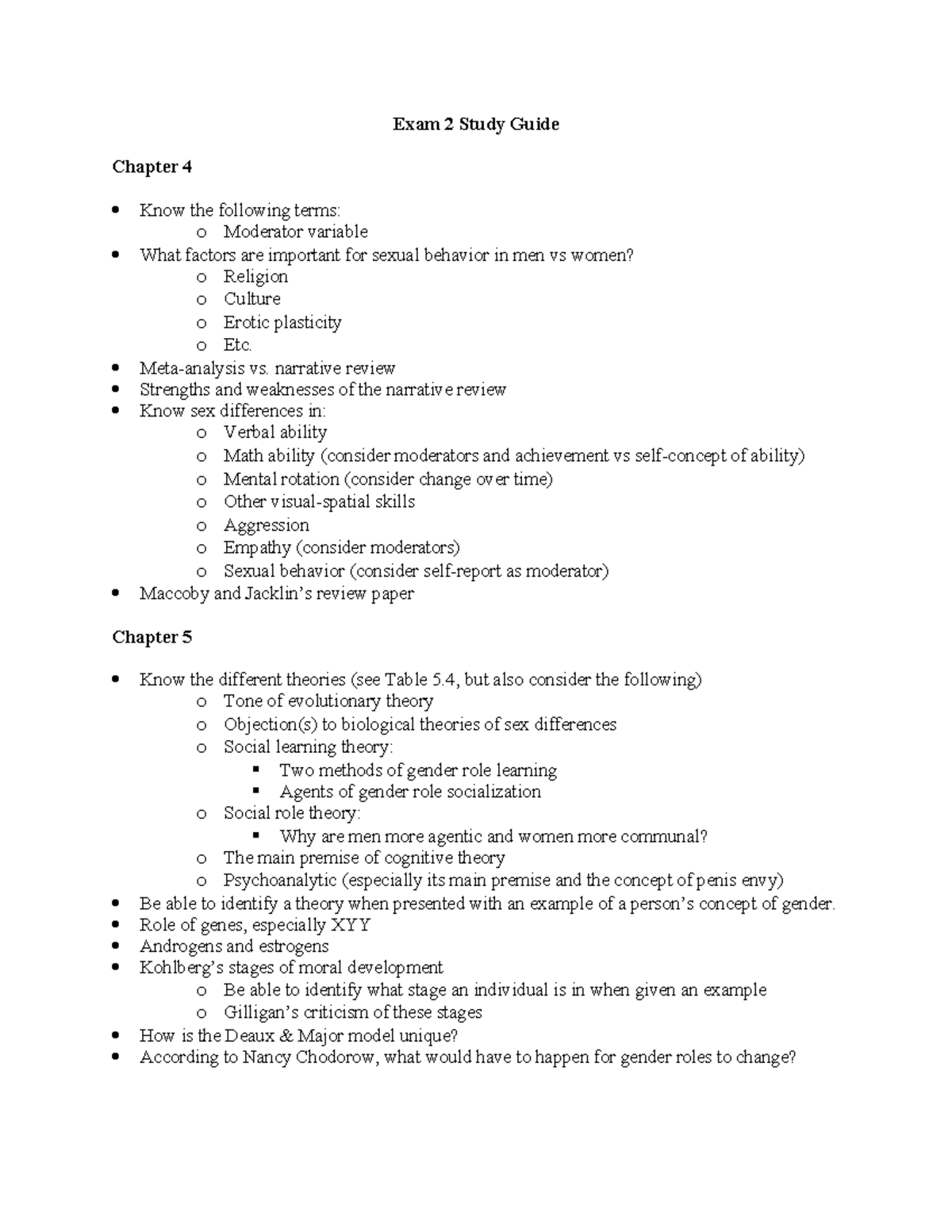 Exam 2 (Ch 4-6) Study Guide - Exam 2 Study Guide Chapter 4 Know the ...