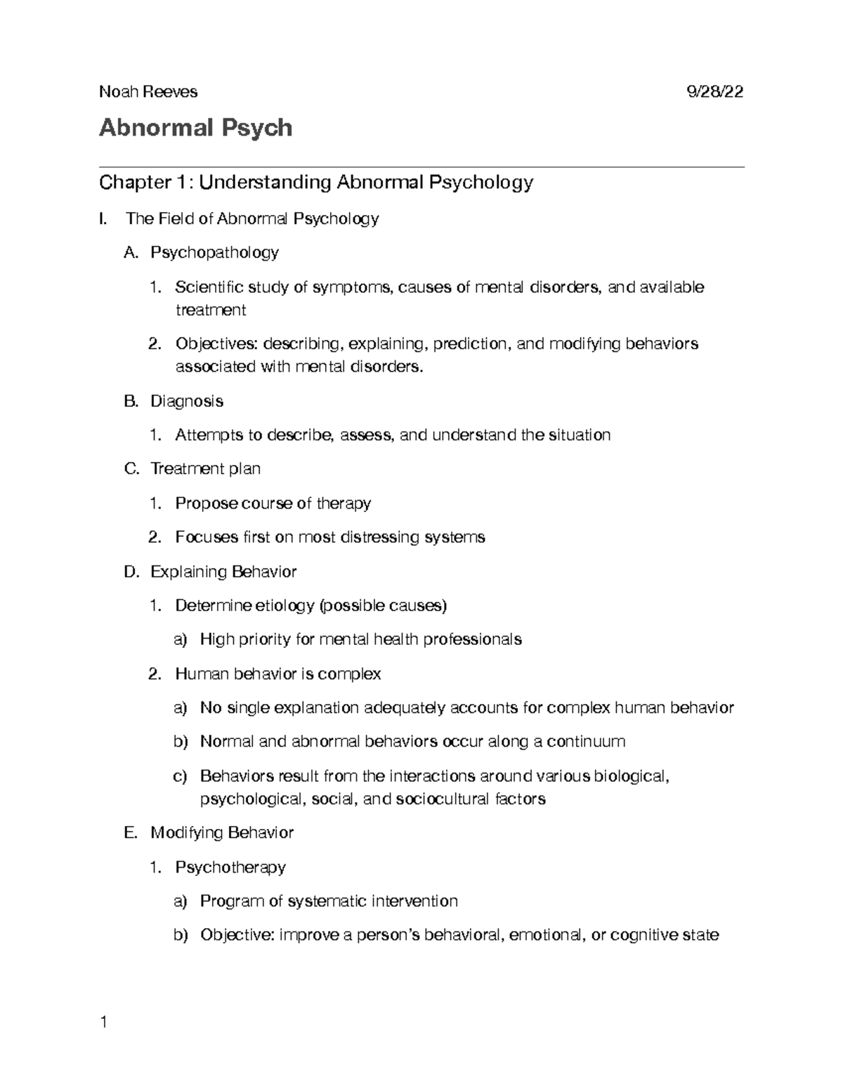Abnormal Psych notes - Abnormal Psych Chapter 1: Understanding Abnormal ...