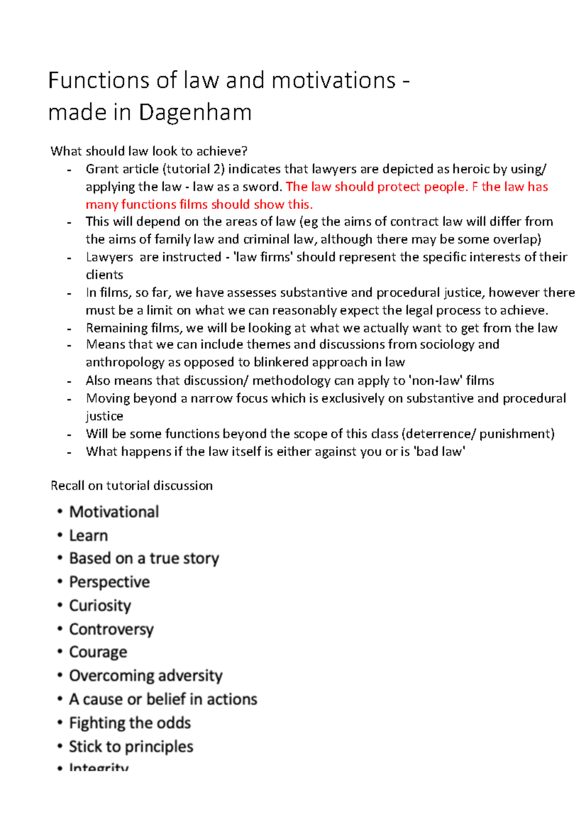 Functions of law and motivations - made in Dagenham - What should law ...