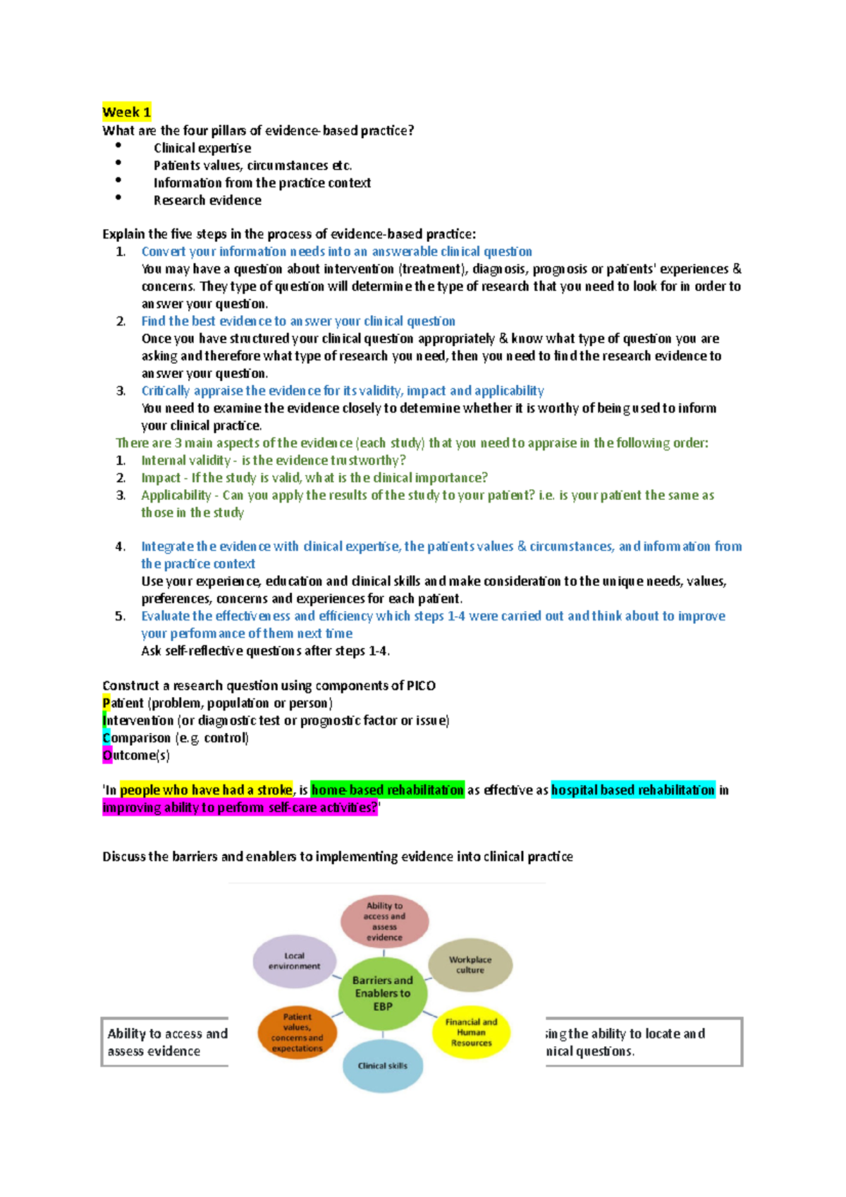Week 1 - In detail notes taken from class, including extra pointers at ...