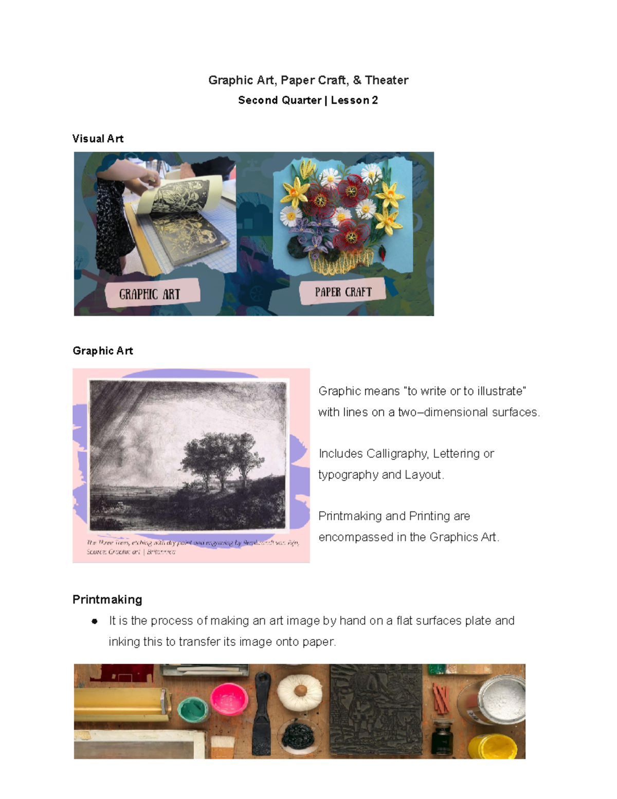 CPAR (Reviewer) - Graphic Art, Paper Craft, & Theater Second Quarter ...