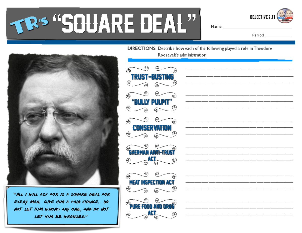Square deal - fool - “SQUARE DEAL” TR ’S DIRECTIONS: Describe how each ...