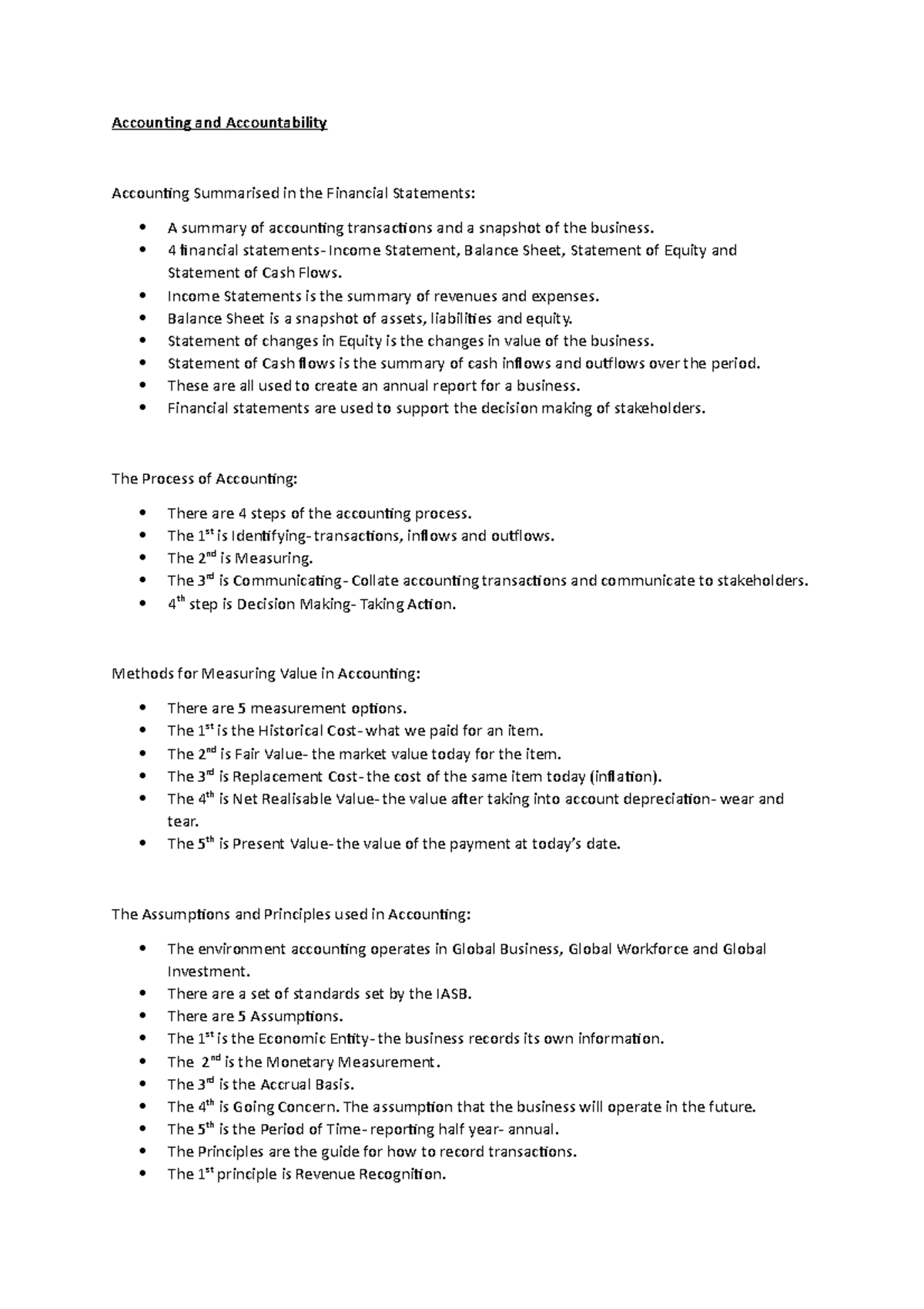 AAA sem 1 notes lectures 1-6 - Accounting and Accountability Accounting ...
