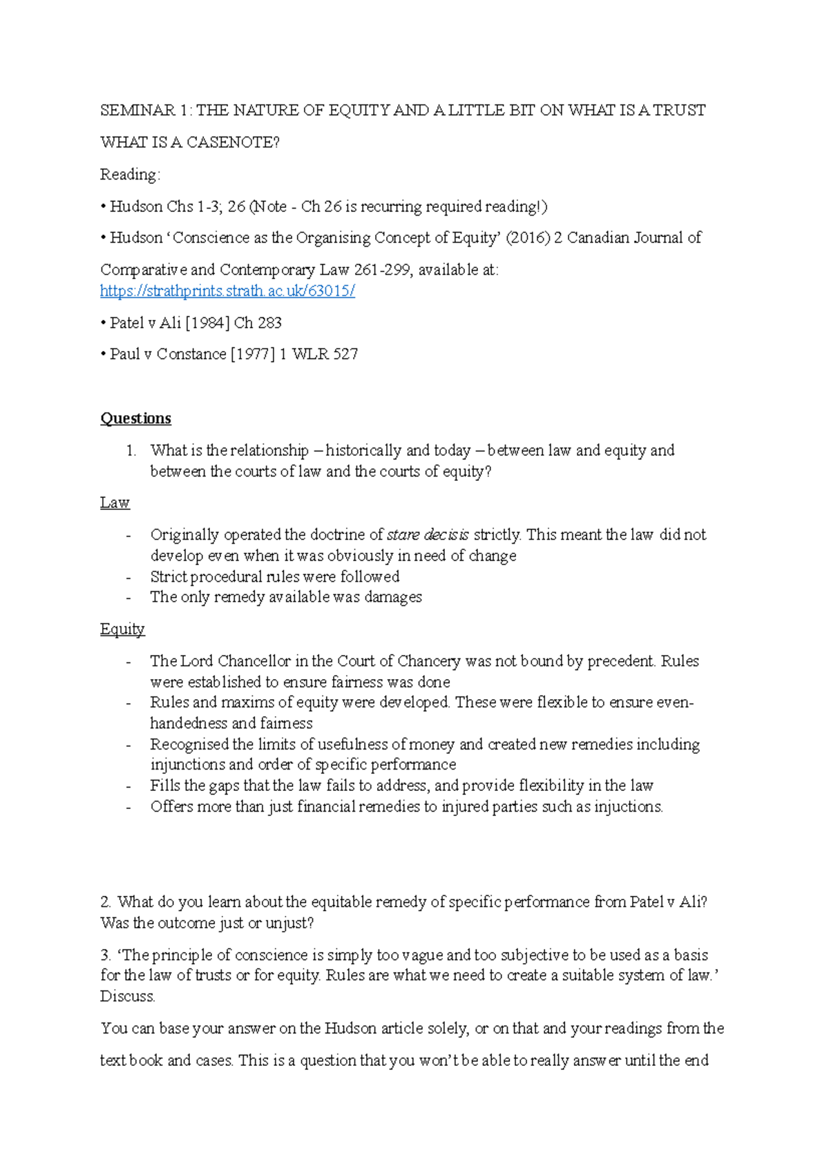 Tutorial-1-English-Equity - SEMINAR 1: THE NATURE OF EQUITY AND A ...