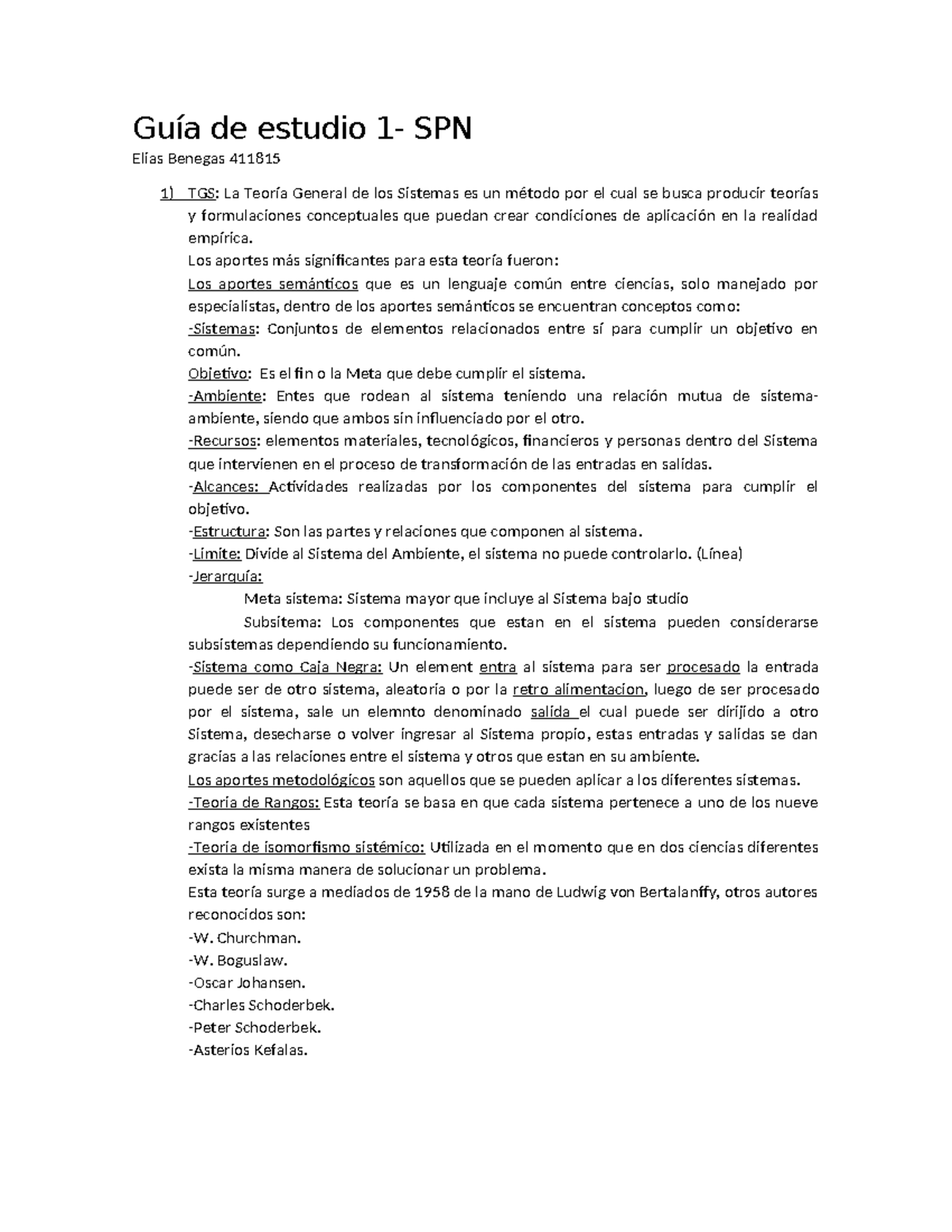 Guía de estudio 1-Elias Benegas 411815 - Guía de estudio 1- SPN Elias Benegas 411815 1) TGS: La ...