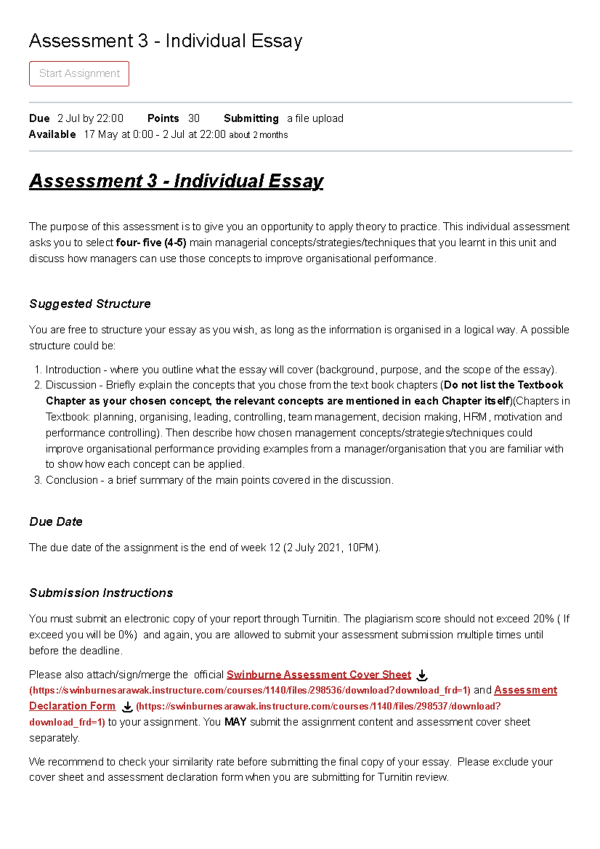 Assessment 3 - Individual Essay - Assessment 3 - Individual Essay Due 2 ...
