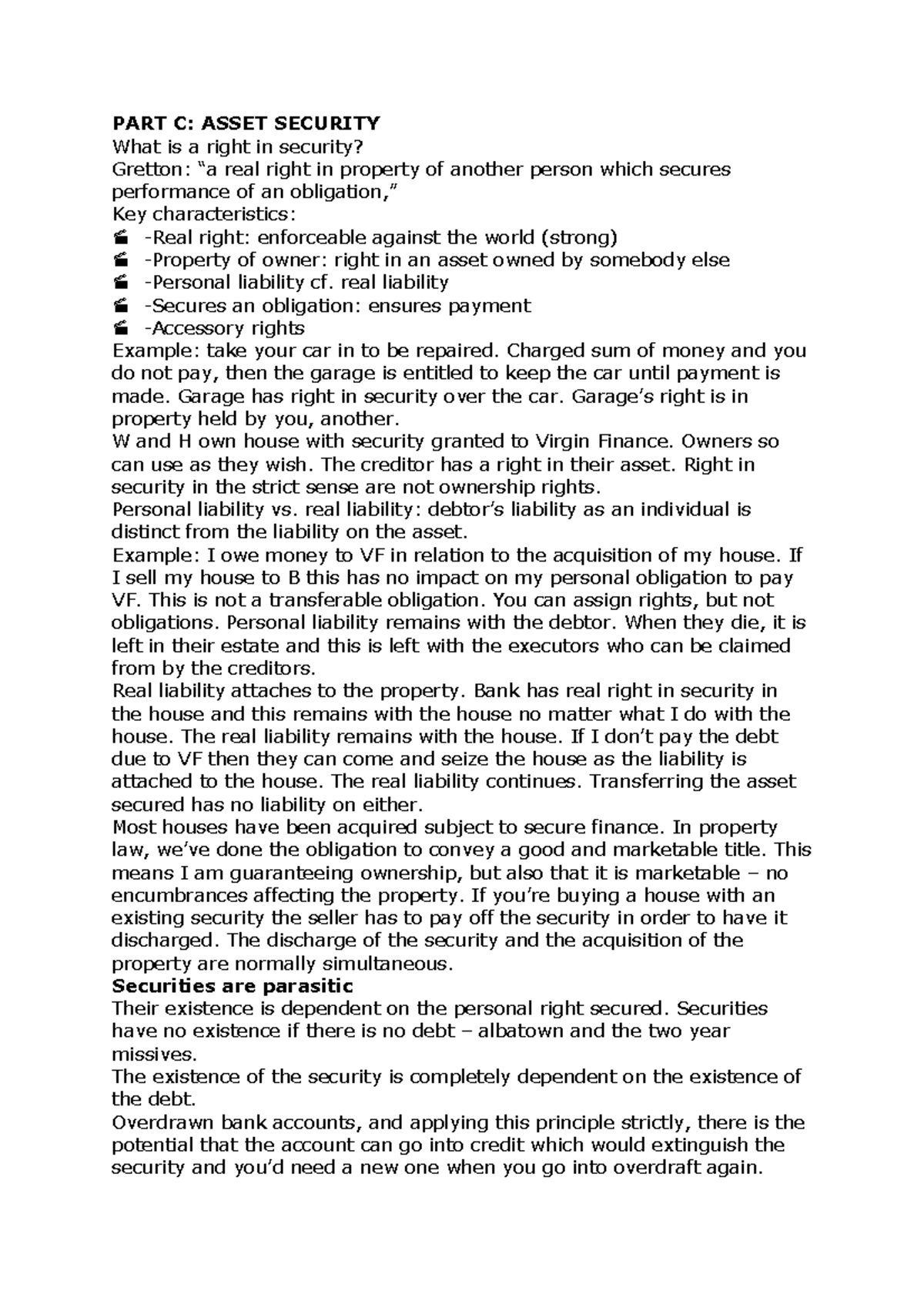 Part C Lecture Notes Part C Part C Asset Security What Is A Right In Security Gretton A