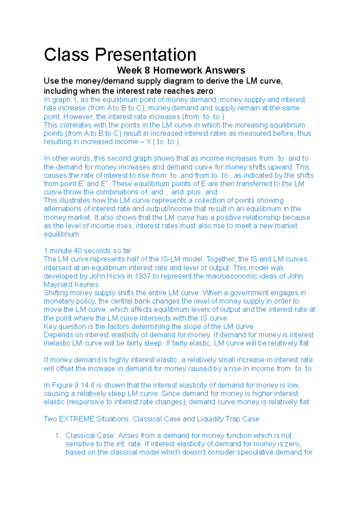 Week 8 Presentation - Class Presentation Week 8 Homework Answers Use the money/demand supply ...