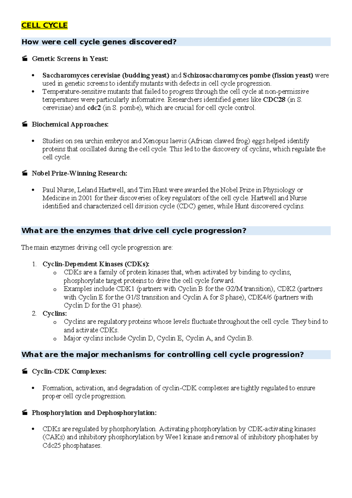 CELL Cycle - CELL CYCLE How were cell cycle genes discovered? Genetic ...