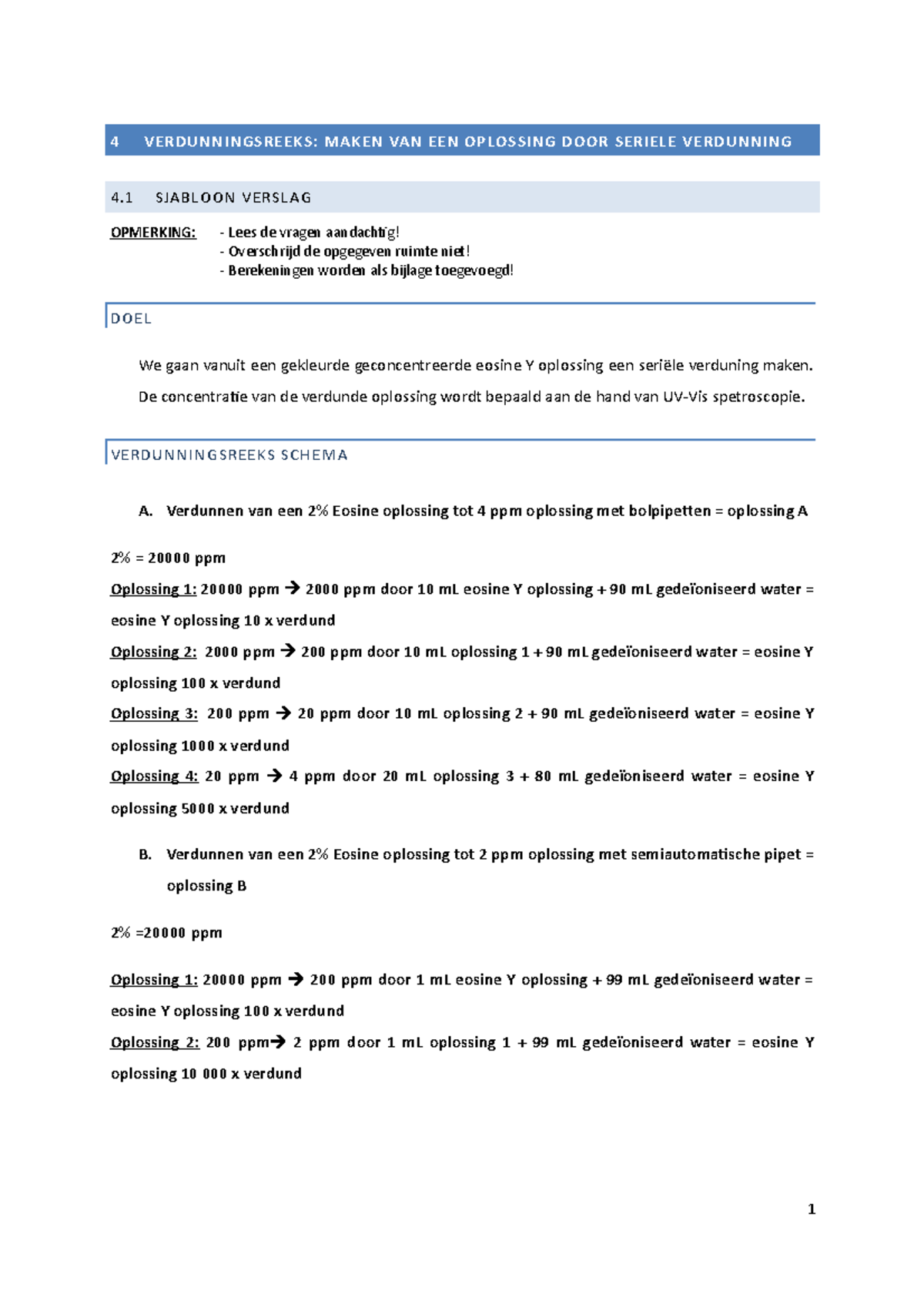 Verdunningsreeks afgewerkt - 4 VERDUNNINGSREEKS: MAKEN VAN EEN ...