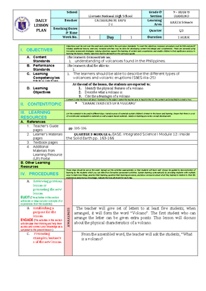 DAY 2 - SCIENCE 9 LESSON PLAN - Division LANAO DEL NORTE School Grade ...