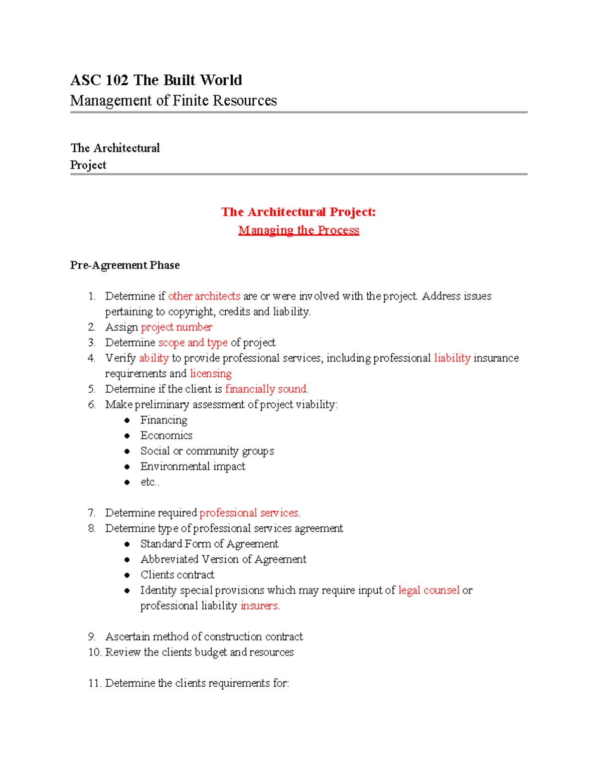 ASC 102 - Discipline Profession - ASC 102 The Built World Management of ...