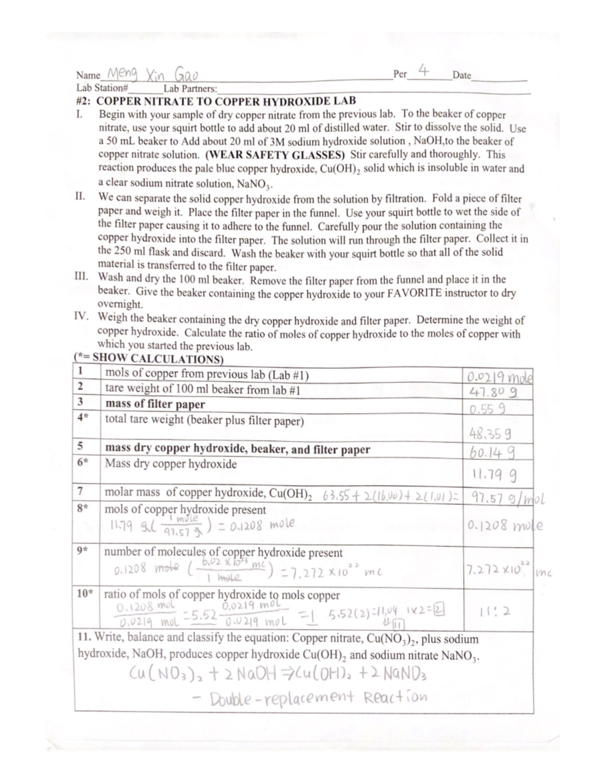 Copper Lab 4 - it is a chemistry lab - - Studocu