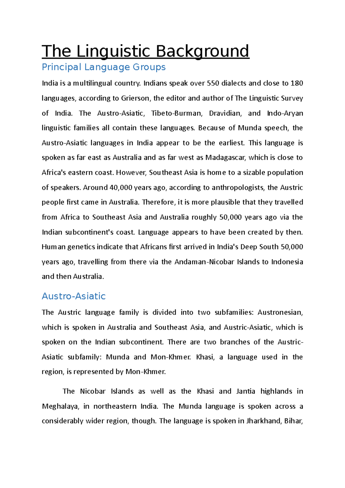 The Linguistic Background - The Linguistic Background Principal ...